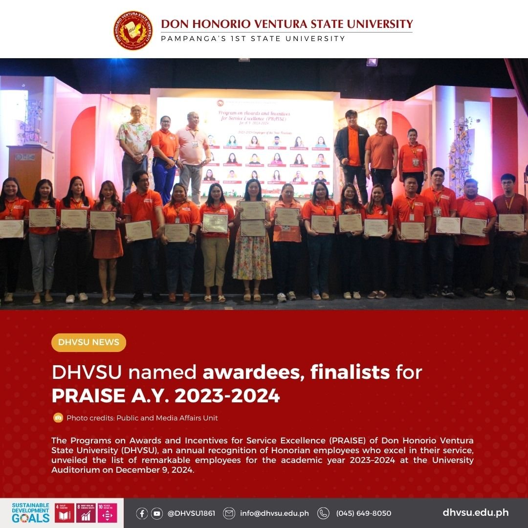 DHVSU named awardees, finalists for PRAISE A.Y. 2023-2024